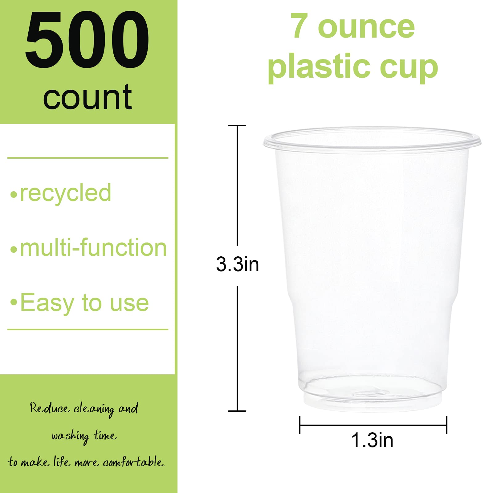 NETTEMPT 500 Pack Clear Plastic Cups,Clear Plastic Cups Tumblers, Cold Party Drinking Cups, Disposable Cups for Wedding,Thanksgiving, Christmas Party (7OZ)