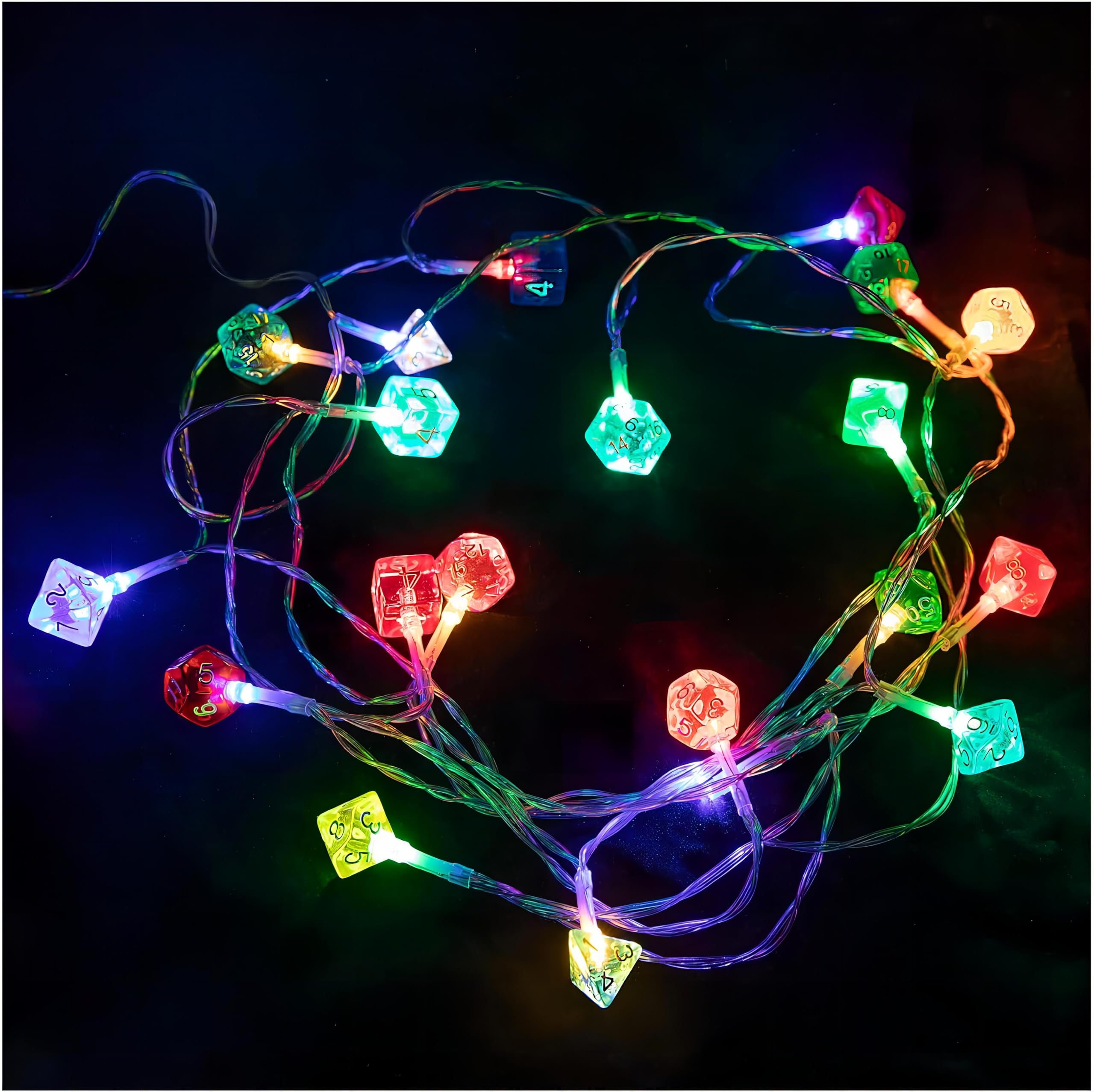 MillMB Decorative Multicolor String Lights with Unique Polyhedral Dice Design (40-Light with Dice)