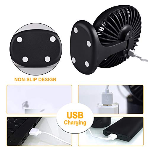 Kakuru USB Desk Fan Strong Wind Cooling Fan with Adjustable Head, Quiet Portable Fan for Desktop Office Table, 3 Speeds, Mini Size Table Fan Computer Fan for Home Outdoor Travel