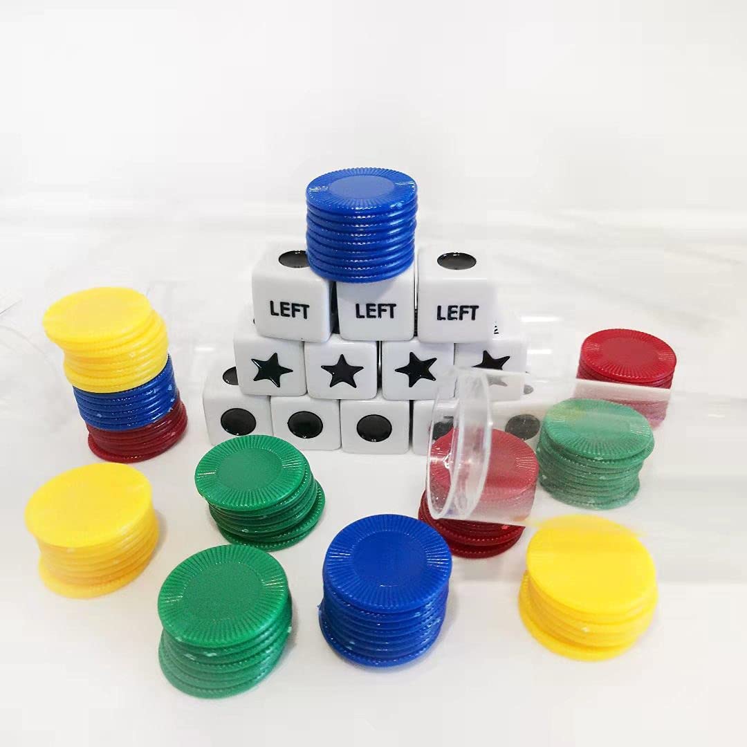JHFY Left Right Center dice Game Prime Set Bundle- 4 Pack Assorted Colorsā¦