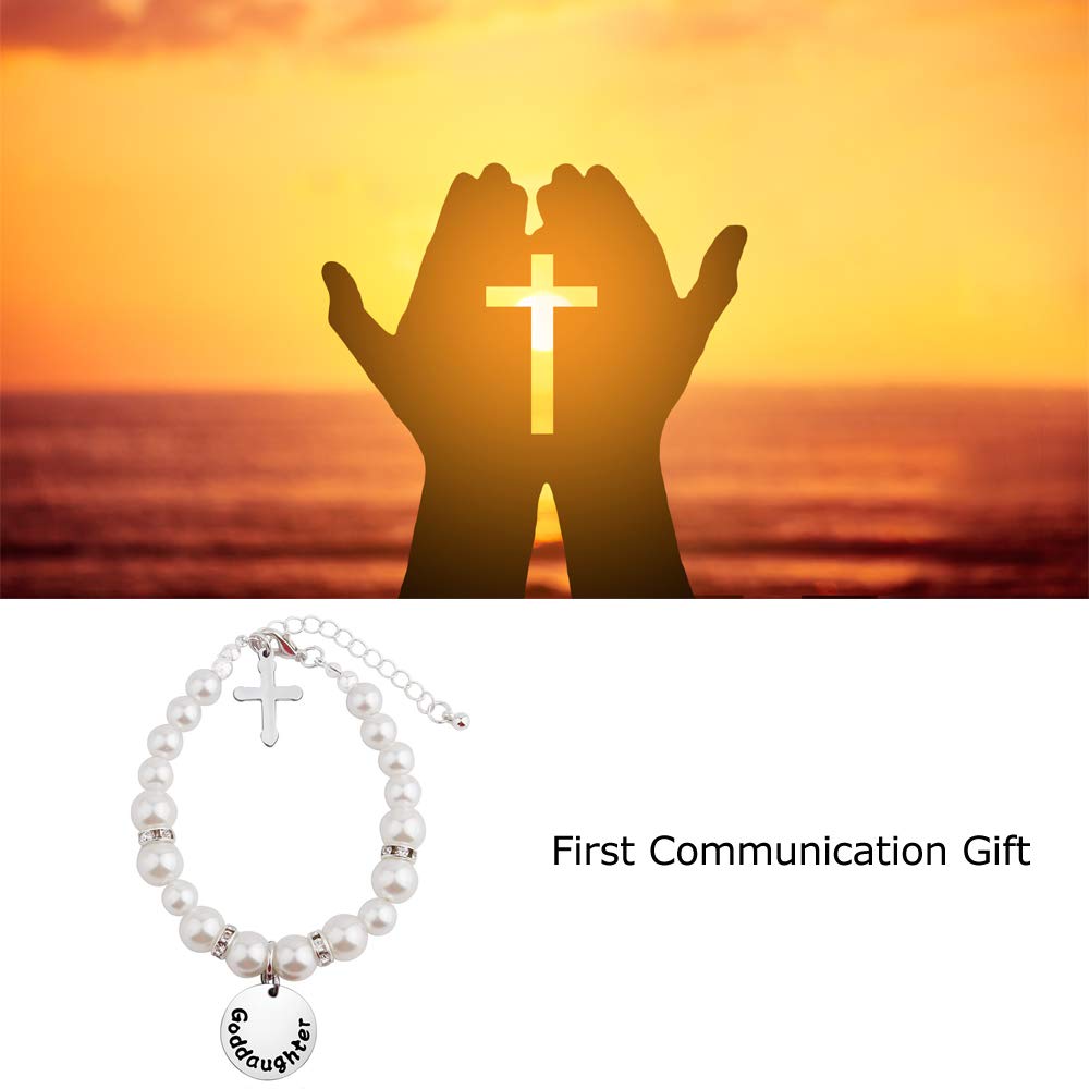 KUIYAI Goddaughter Pearl Bracelet First Communion Bracelet Christening Gift (Goddaughter pearl bracelet)