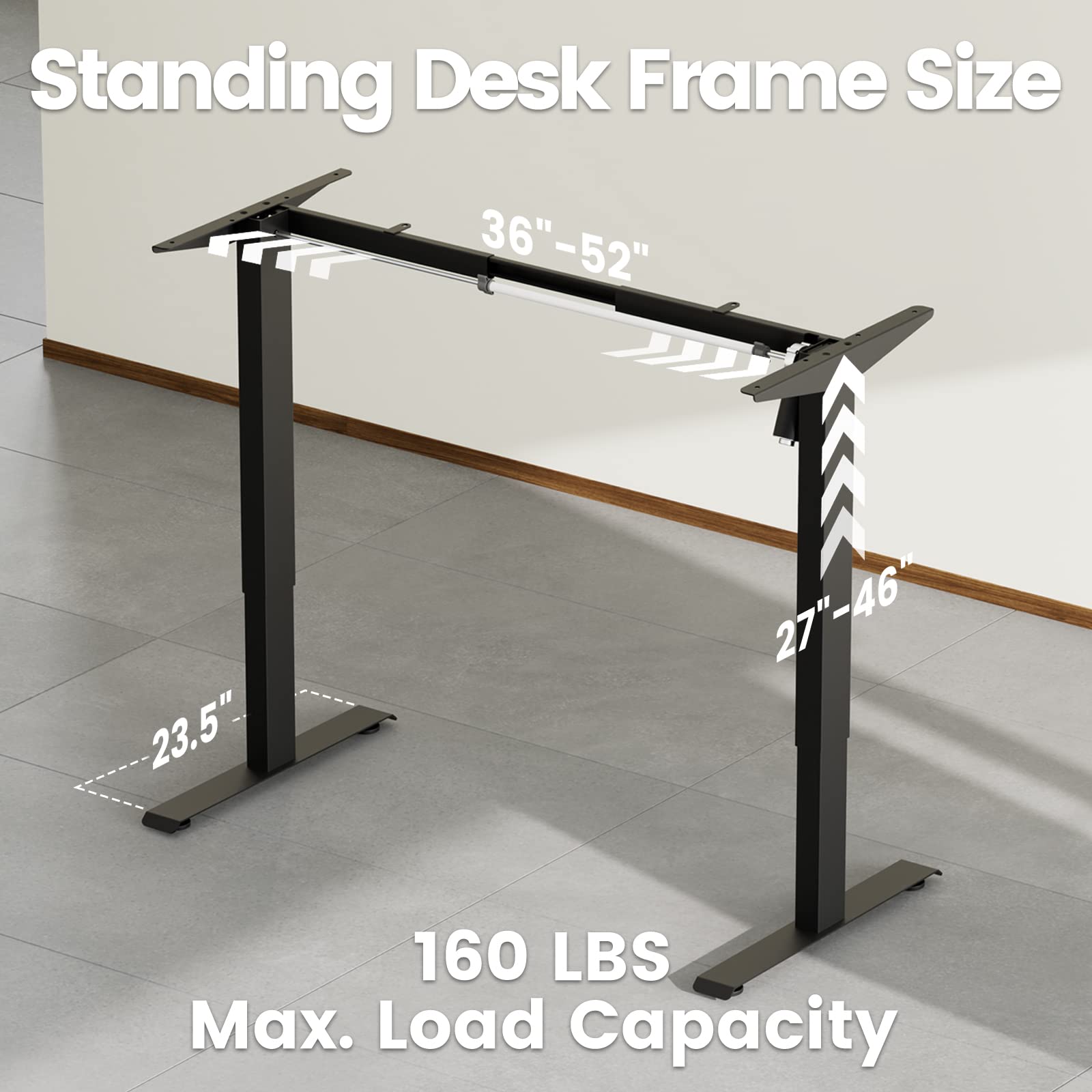 IWEICARE Computer Workstations Electric Standing Desk Frame, Height Adjustable Sit Stand Desk Legs, Stand up Desk Frame with Memory Function, Black Frame Only