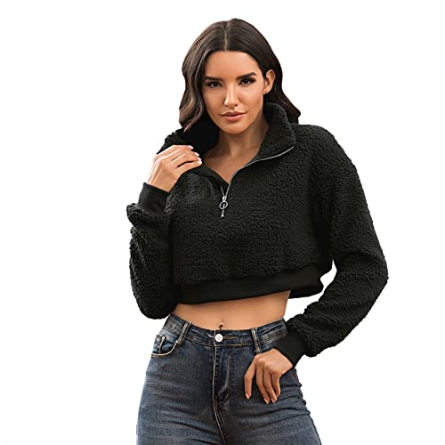 Mens Oodie Blanket Hoodie Women'S Zipper Coat Plush Pullover Sweater Top,Black,L