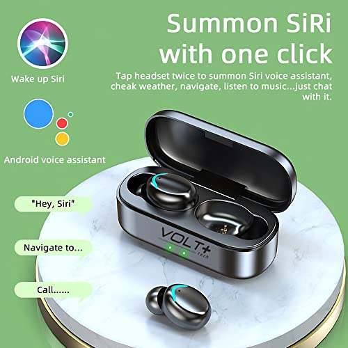 Volt Plus TECH Slim Travel Wireless V5.1 Earbuds Compatible with Your JBL Everest™ 710 Updated Micro Thin Case with Quad Mic 8D Bass IPX7 Waterproof/Sweatproof (White)