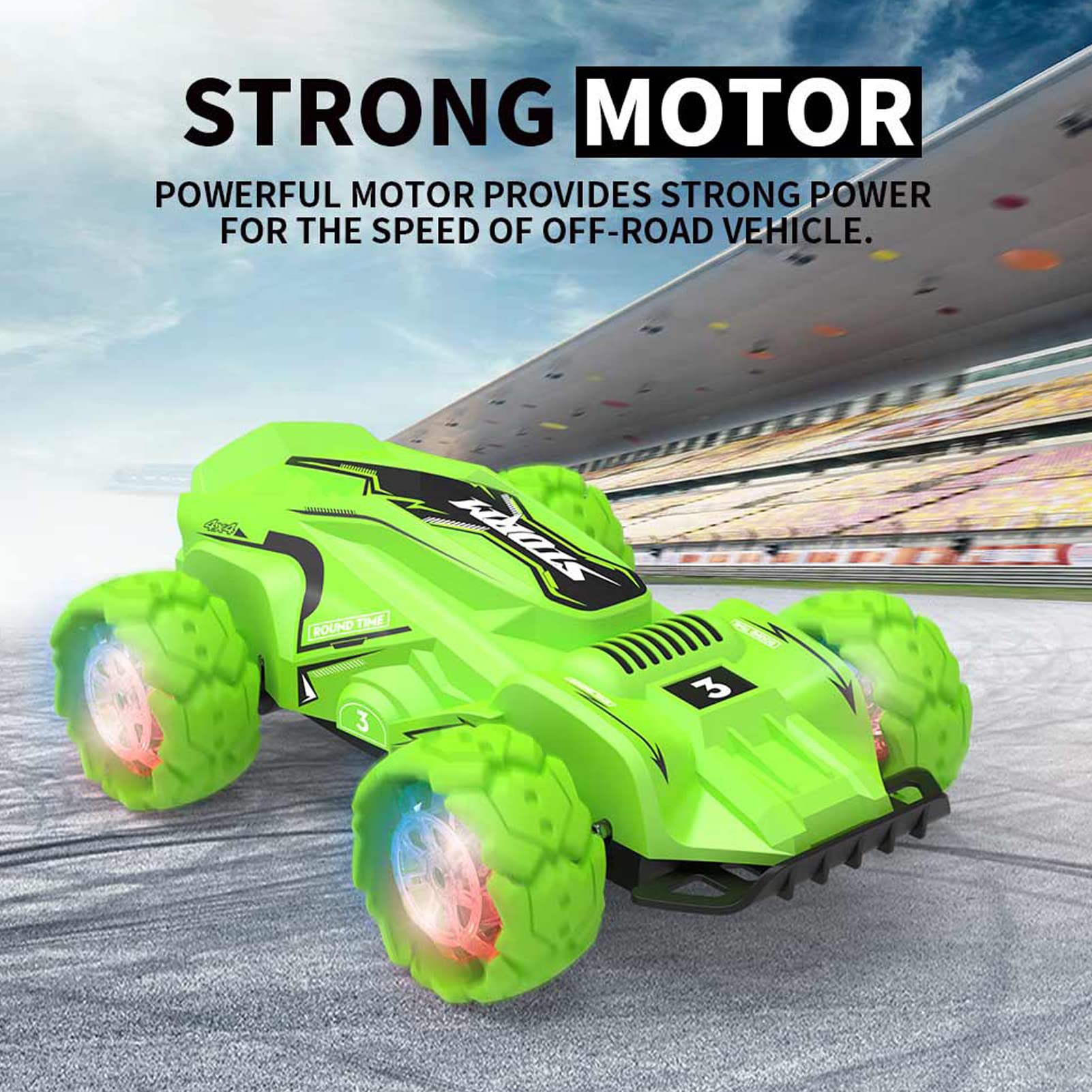 IKAYAA RC Stunt Car,2.4GHz Remote Control Car,RC Car Toy for Kids Boys,360 Degree Rotation with Light
