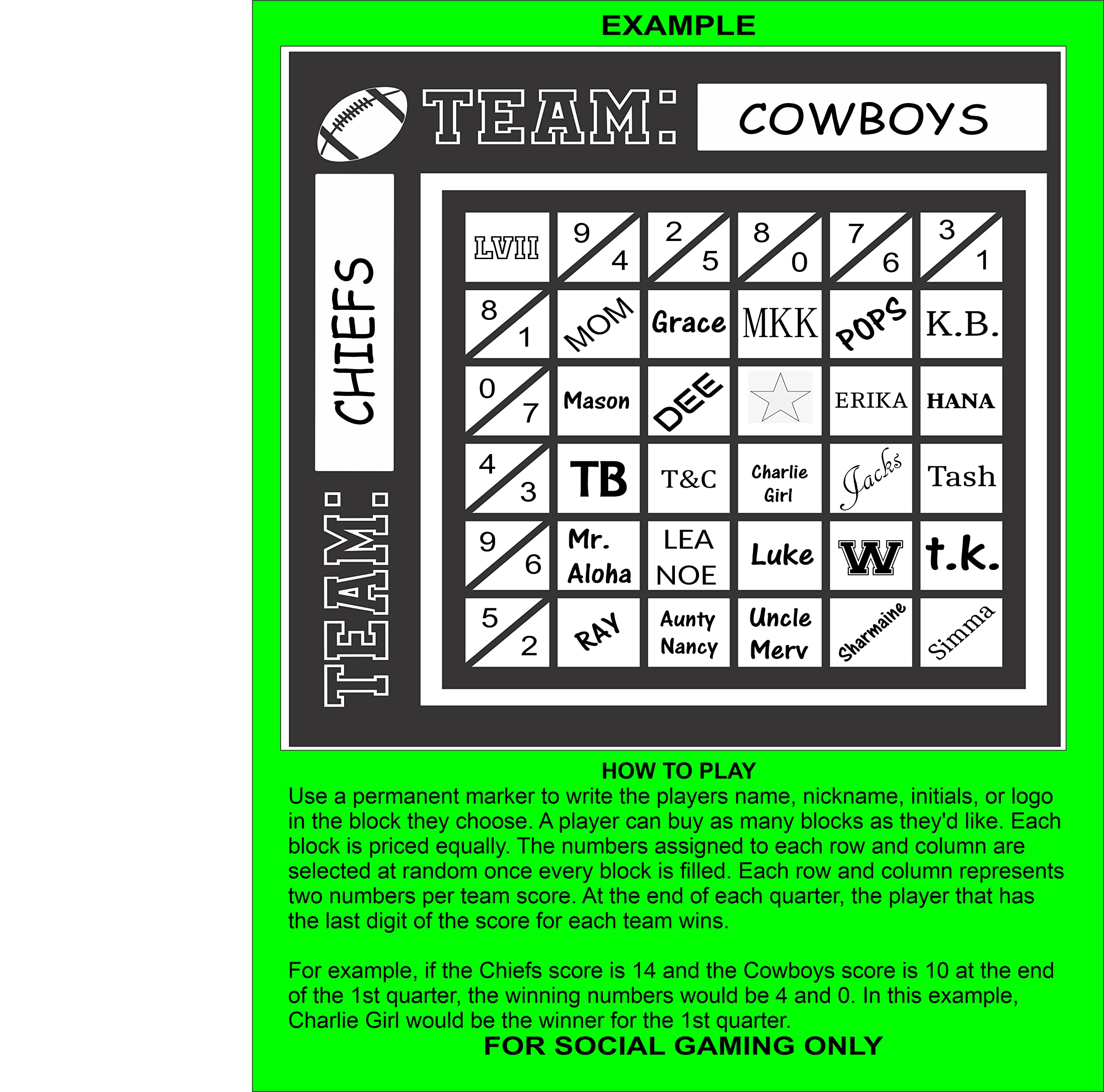 Original Game Day Football Blocks Playoff Squares T-Shirt (Red,Large)