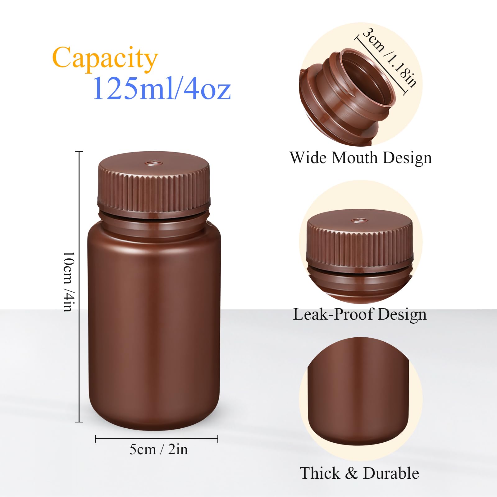 Zhehao 30 Pcs Polypropylene Wide Mouth Reagent Bottle Small Water Bottle 4 oz Plastic Bottle with Lid Empty Sealed Sample Bottle Leakproof HDPE Bottle Container for Lab Classroom Home (Clear)