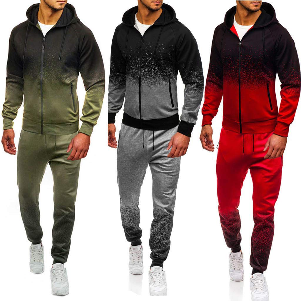 Leegor Men Jogging Tracksuit Sportsuit Sportswear Slim Fit, Hooded Coat Sweat Jacket + Pants Sweatpants