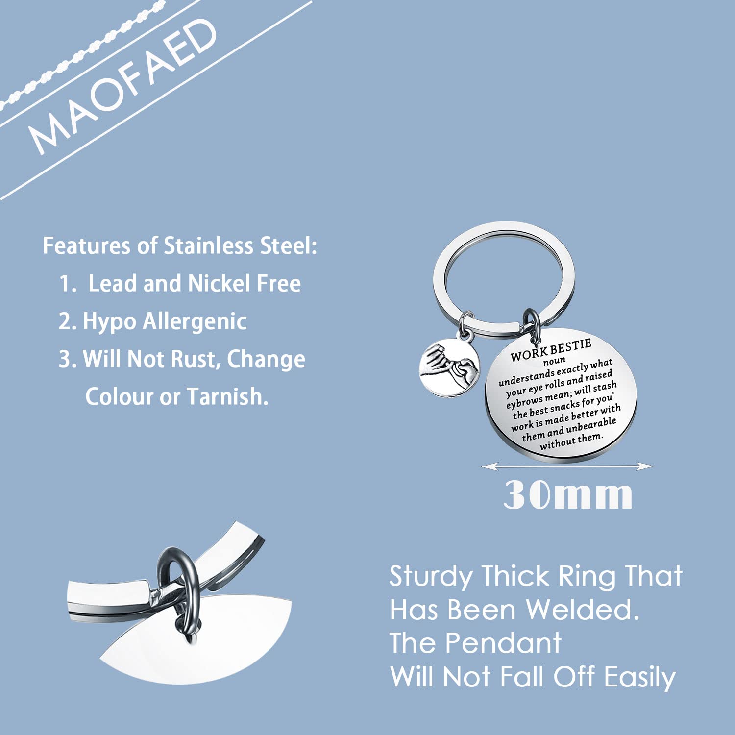 MAOFAED Work Bestie Gift Work Bestie Keychain Coworker Gift Best Friend Gift Work Friend Gift for Her (work bestie noun)
