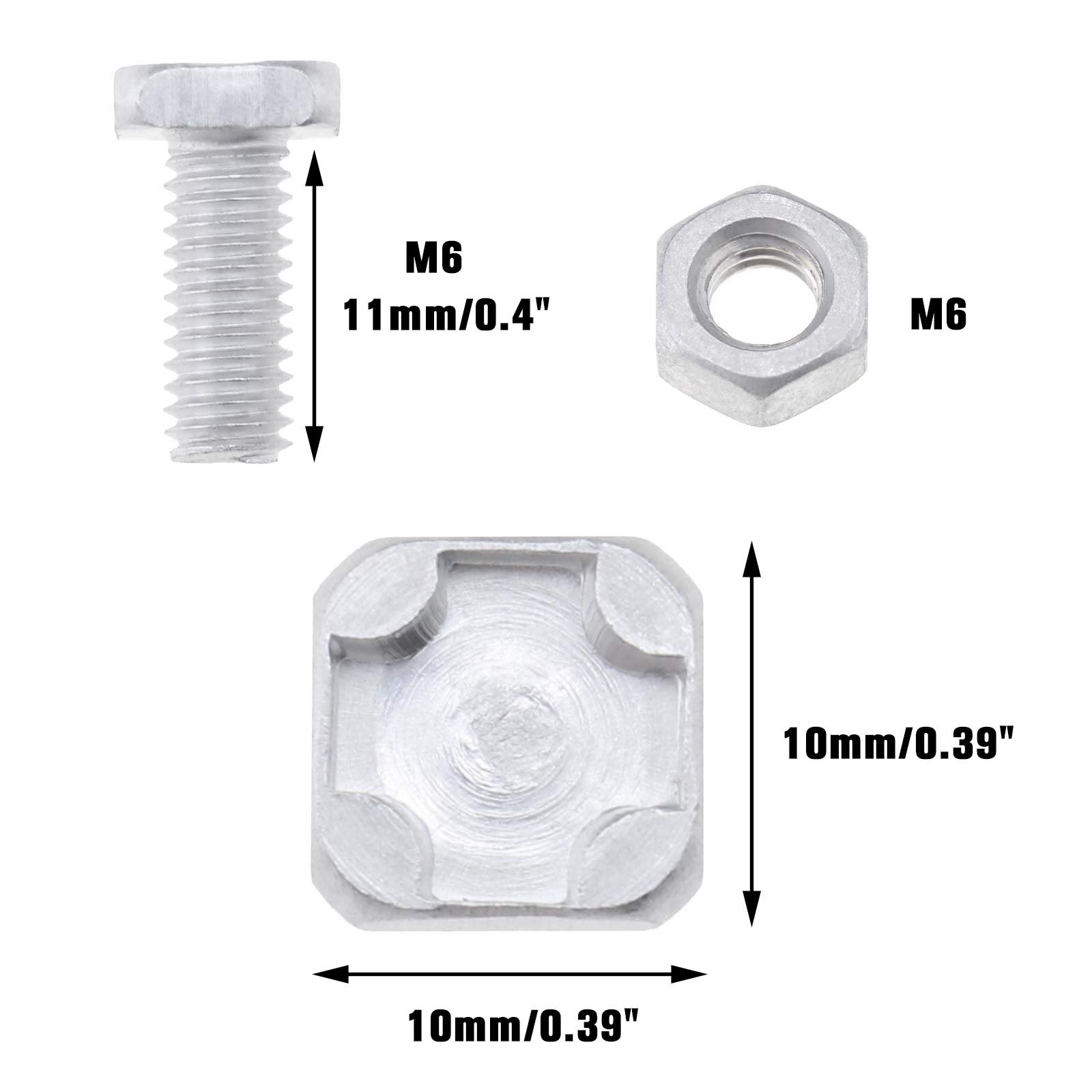 Micro Traders M6 Glazing Bar Bolt Repair Kit, 50pcs Square Head Bolt and 50Pcs Nut for Glasshouse Repair Fixing