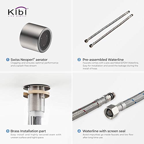 KIBI Macon Single Handle Bar Faucet or Prep Kitchen Sink Faucet | Solid Brass High Arc Faucet Spout | Sink Faucet with 360 Degree Swivel Spout (Brushed Nickel) (KKF2012) (Soap Dispenser included)