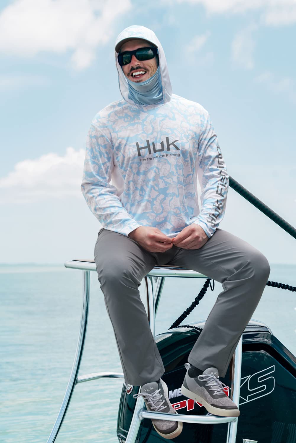 Huk Men's Neck Gaiter | Face UPF 30+ Sun Protection, Glacier, OSFA
