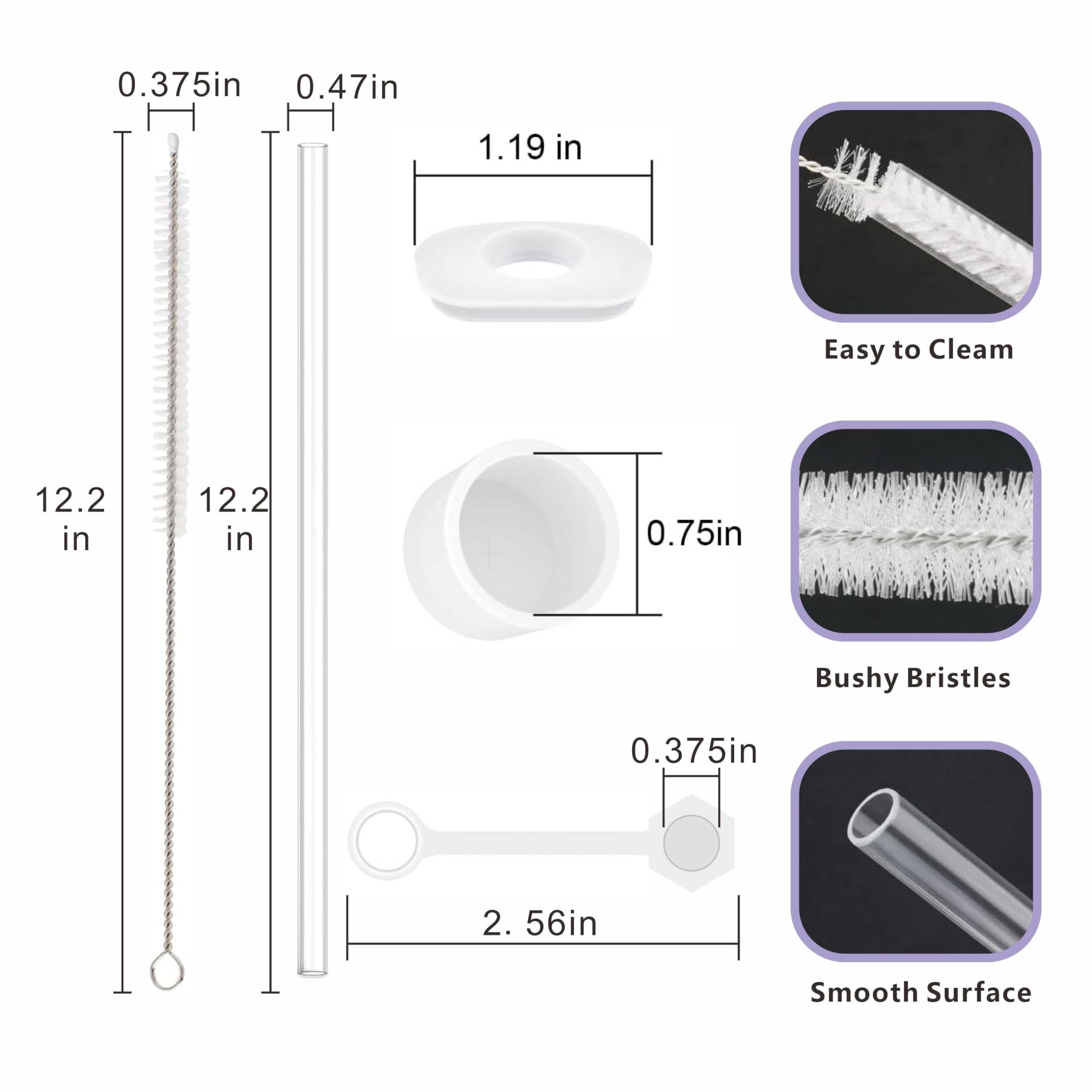 HuLiPaLi Stanley Cup Accessories Set Including 9 Pcs Silicone Spill Proof Stopper,3 Pcs Cute Straw Cover Cap for 9-10 mm Straws, 3Pcs Reusable Straw and 1 Cleaning Brush for Stanley Cup 40oz & 30oz