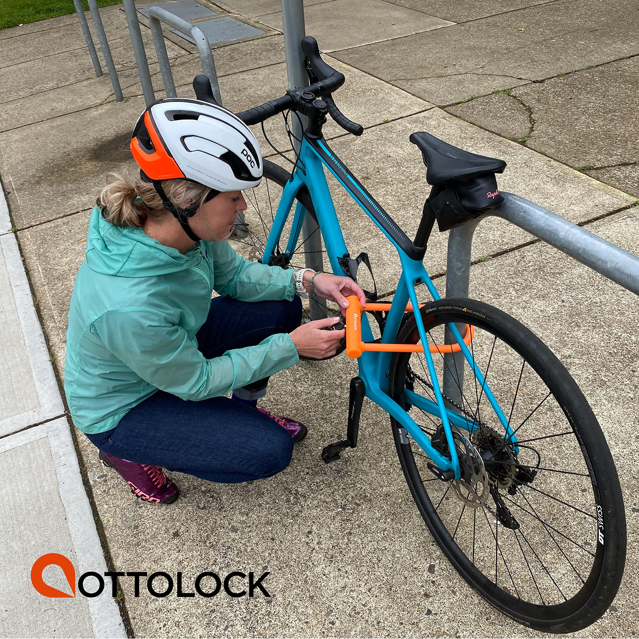 OTTOLOCK Sidekick XL Full-Size U-Lock | Lightweight Silicone-Coated Bike Lock, Orange