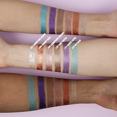 Junhe Glitter Metallic Liquid Eyeshadow Eye Shadow Long Lasting and Pigmented Sparkling &Shimmer Eyes Makeup One-Swipe Coverage 0.10 Floz (#11 Purple)