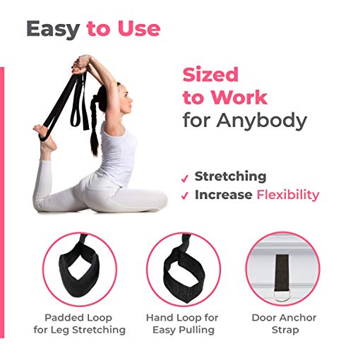 Leg Stretcher Strap – Adjustable Ballet Stretch Strap with Door Anchor to Improve Flexibility, Easy to Install Split Trainer Stretching Equipment for Ballet, Dance, Yoga, Gymnastics or Cheer
