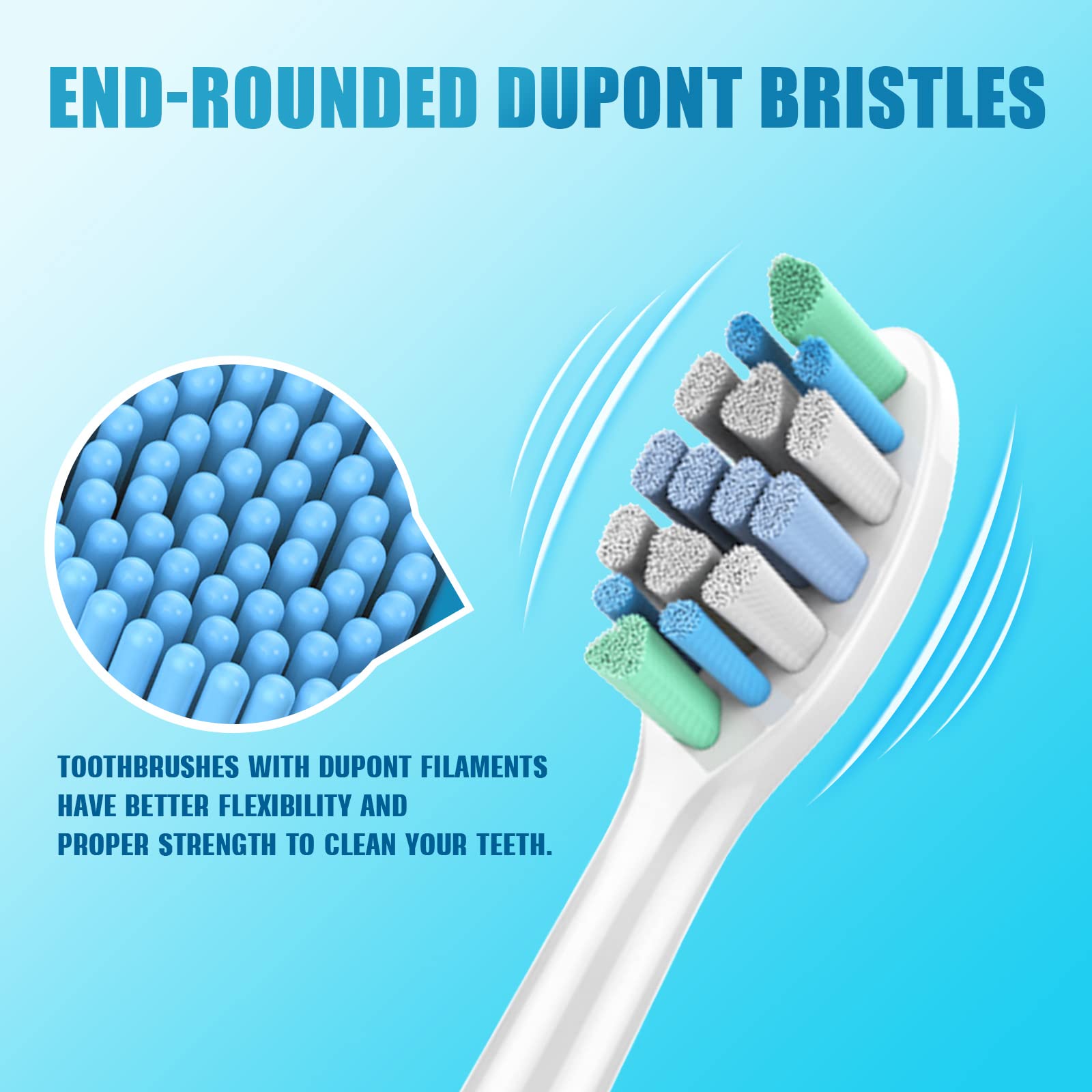 Replacement Toothbrush Heads for Philips Sonicare:8 Pack Soft Replacement Electric Brush Head Compatible with Phillips Sonicare Snap-on System