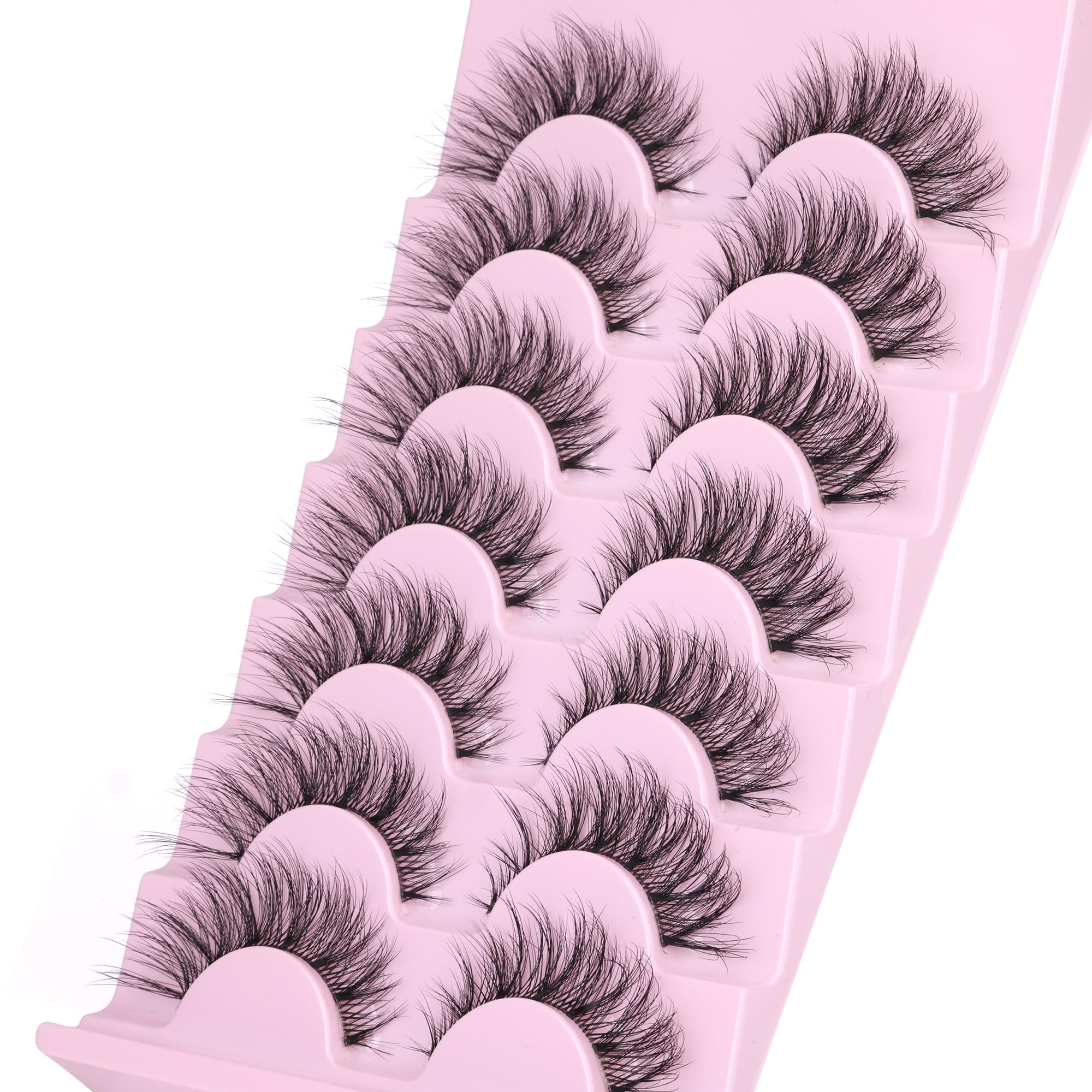 Lashes Natural Look False Eyelashes Wispy Lashes Cat Eye Lashes Clear Band 3D Faux Mink Lashes 16MM Fake Eyelashes Pack by GVEFETIEE