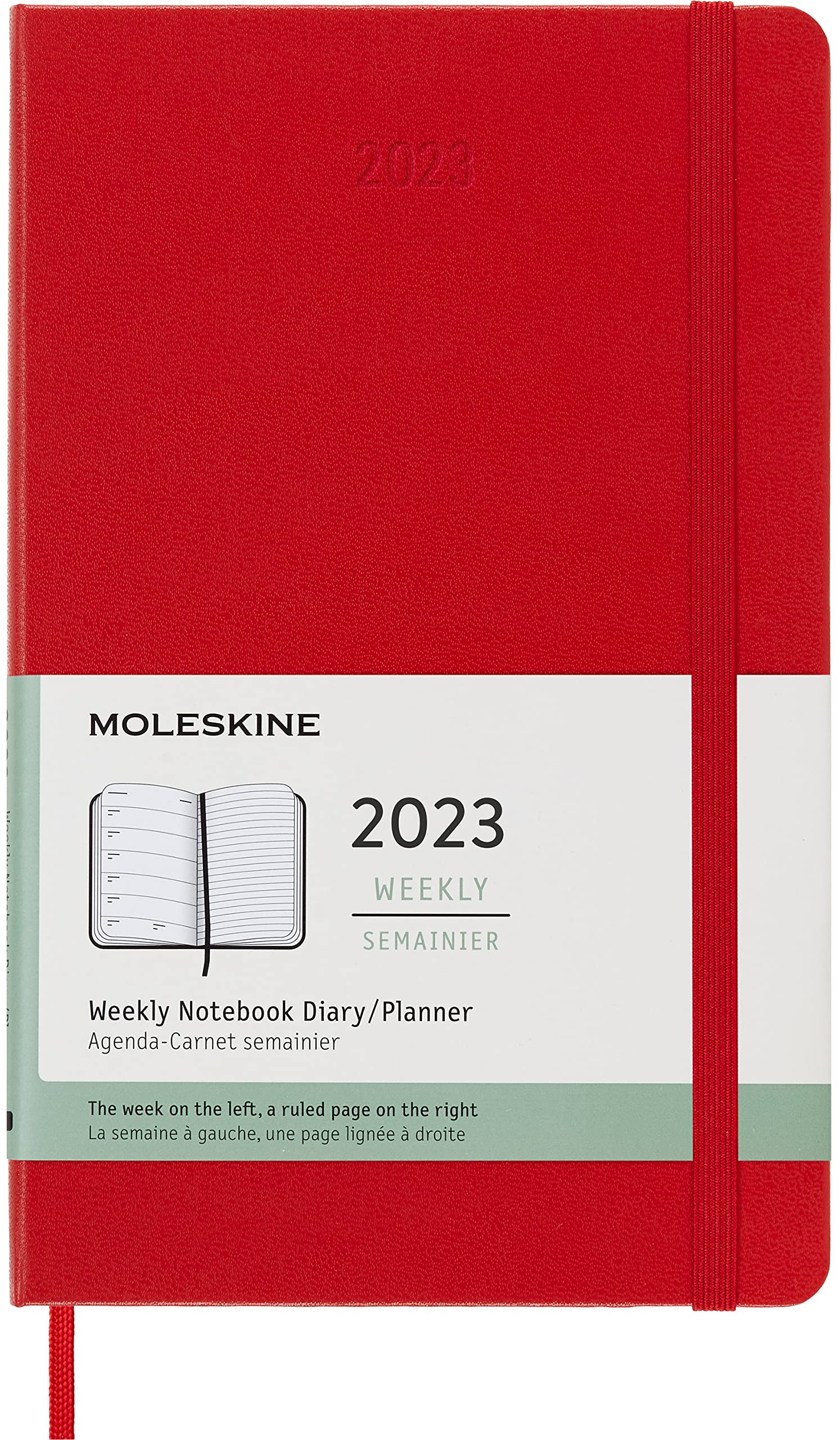 Moleskine Classic 12 Month 2023 Weekly Planner, Hard Cover, Large (5" x 8.25"), Scarlet Red