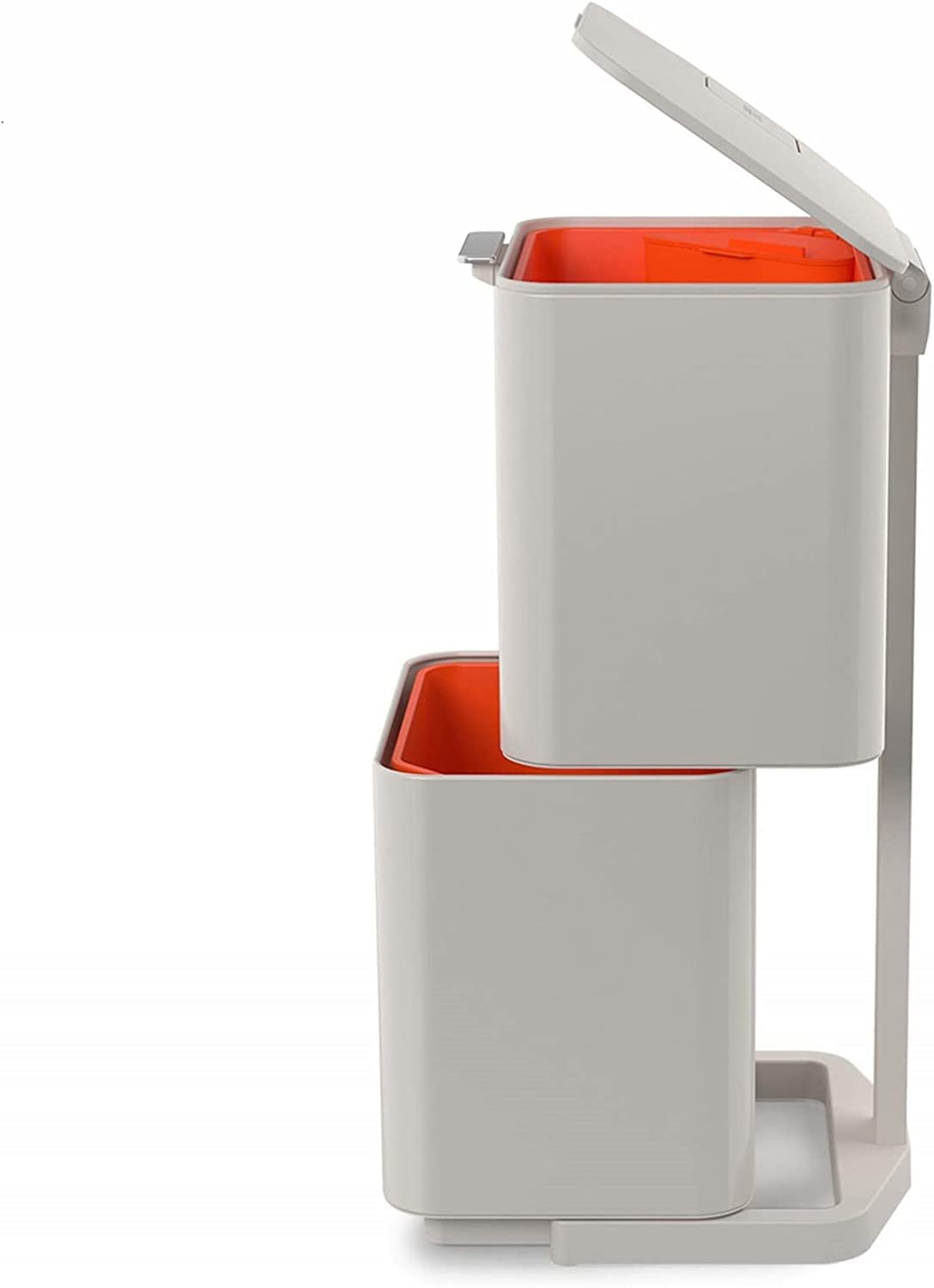 Joseph Joseph Totem Max 60 liter Waste Separation and Recycling Kitchen Trash Can with Odor filter and removable food waste caddy, Stone