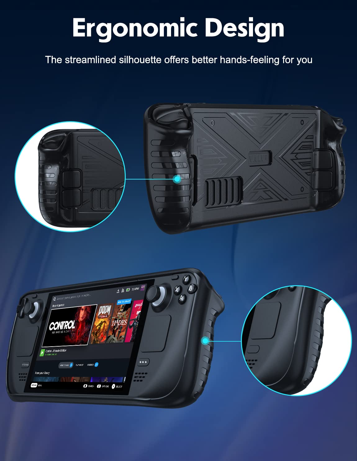 NEWENMO Protective Case for Steam Deck, for Steam Deck Skin Protective Case, Non-slip TPU Protective Case Screen Protector, Shockproof Anti-Collision with Cool Design for Steam Deck Console