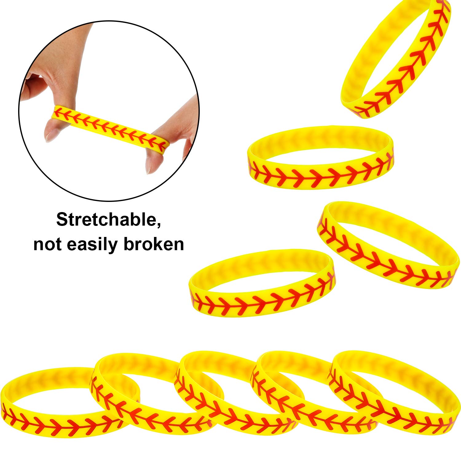 JOVITEC 48 Packs Softball Bracelet Softball Wristband Silicone Bracelet Softball Gift for Softball Player and Softball Teams