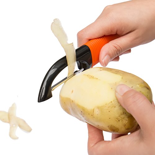 POSHWA Peelers Razor-sharp Vegetable Peeler Set 3 Pieces Fruit Apple Peeler Straight Serrated Stainless Steel-Blade Veggie Tomato Potato Peeler Y Julienne Peeler Slicer Good Grips Ergonomic Handle