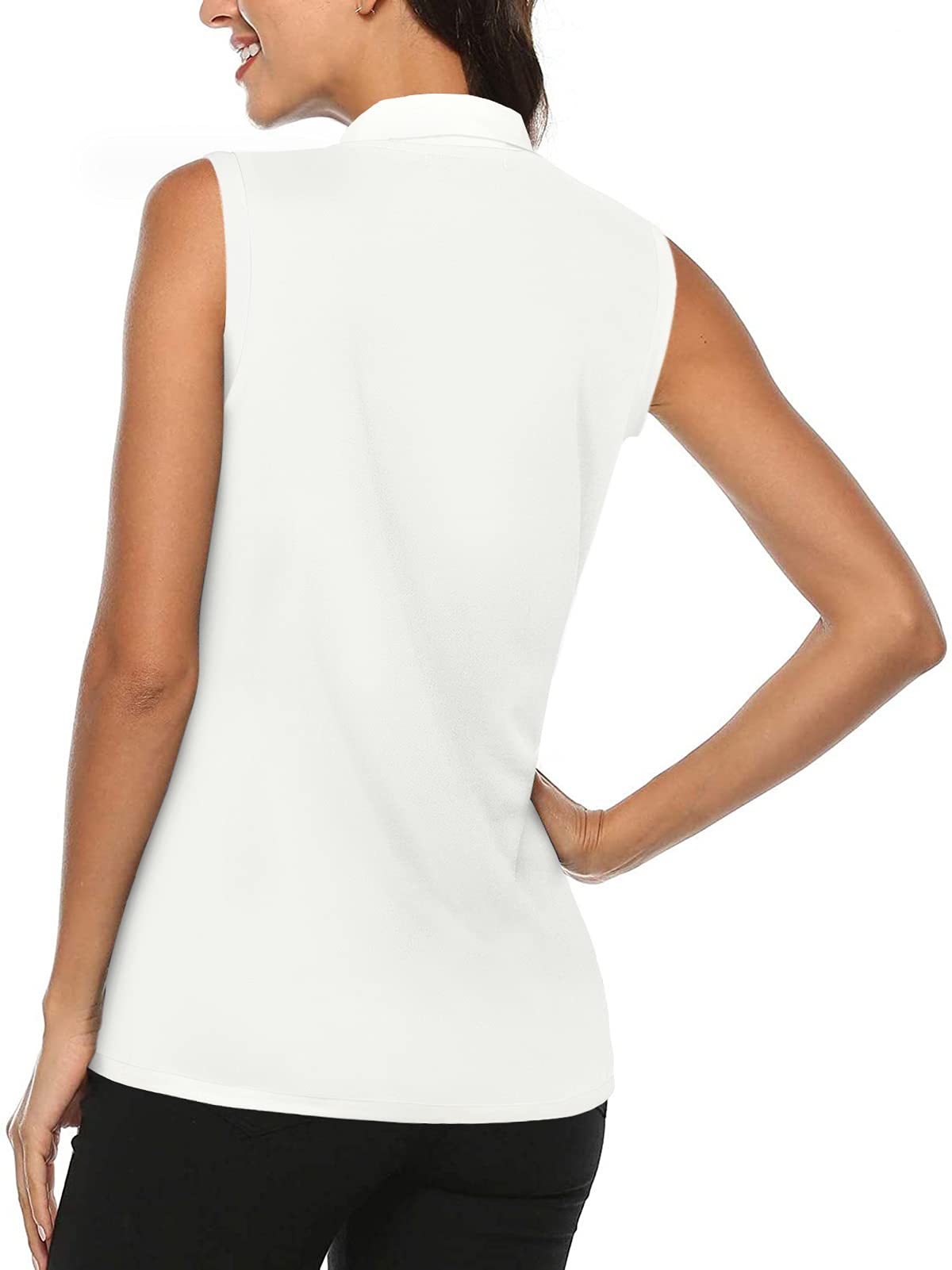 LASLULU Golf Polo Shirts Short Sleeve Moisture Wicking Golf Apparel Lady Golf Tops(White-01 Large)