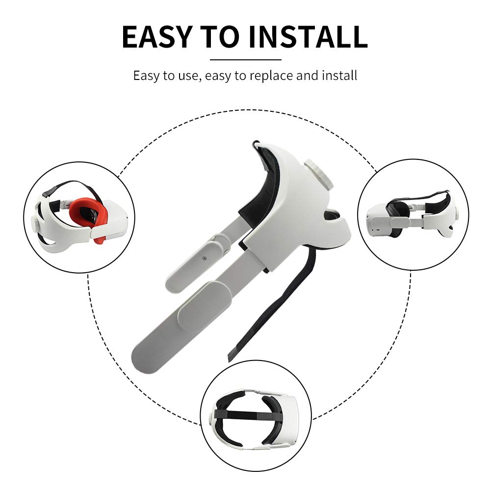 Just E Joy Adjustable Reduce Pressure Head Strap for Oculus Quest 2, Elite Strap with Carrying Case for Enhanced Comfort and Playtime in VR