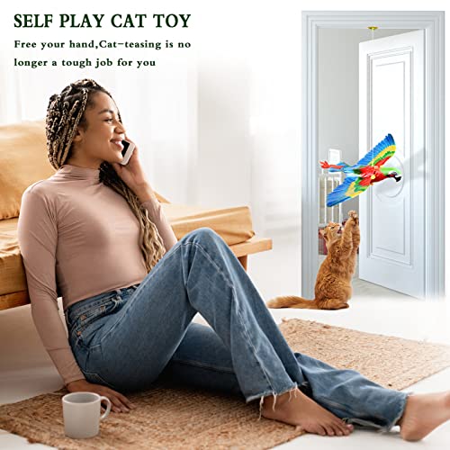 TCIOD Flying Bird Cat Toy Interactive Cat Toy Hanging Simulation Bird Cat Toy Interactive for Indoor Cats Kitten Play Chase Exercise Eliminating Boredom