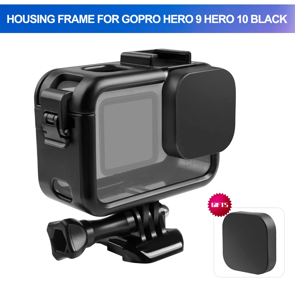 MEKNIC Housing Frame Case for GoPro Hero 9 Hero 10 Hero 11 Black Protective Housing Shell Cage Mount Accessories Action Camera Accessory Kit with Lens Cap