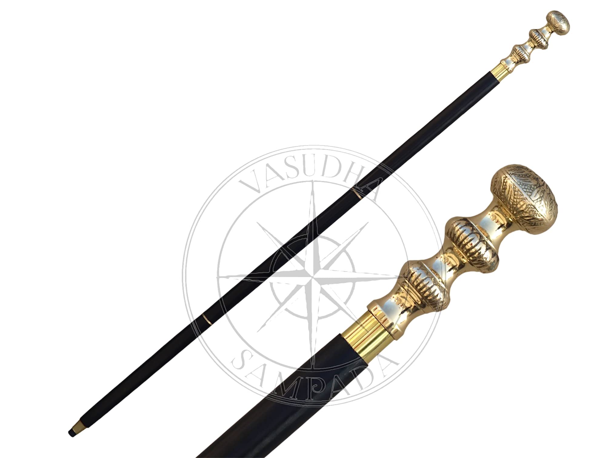Vasudha Sampada Handicrafts Solid Brass Eagle Design Handle , Walking Cane Vintage Stick, Handle Use For All Walking Stick For Men & Women Wooden Walking Stick Silver Brass Handle Knob Gift