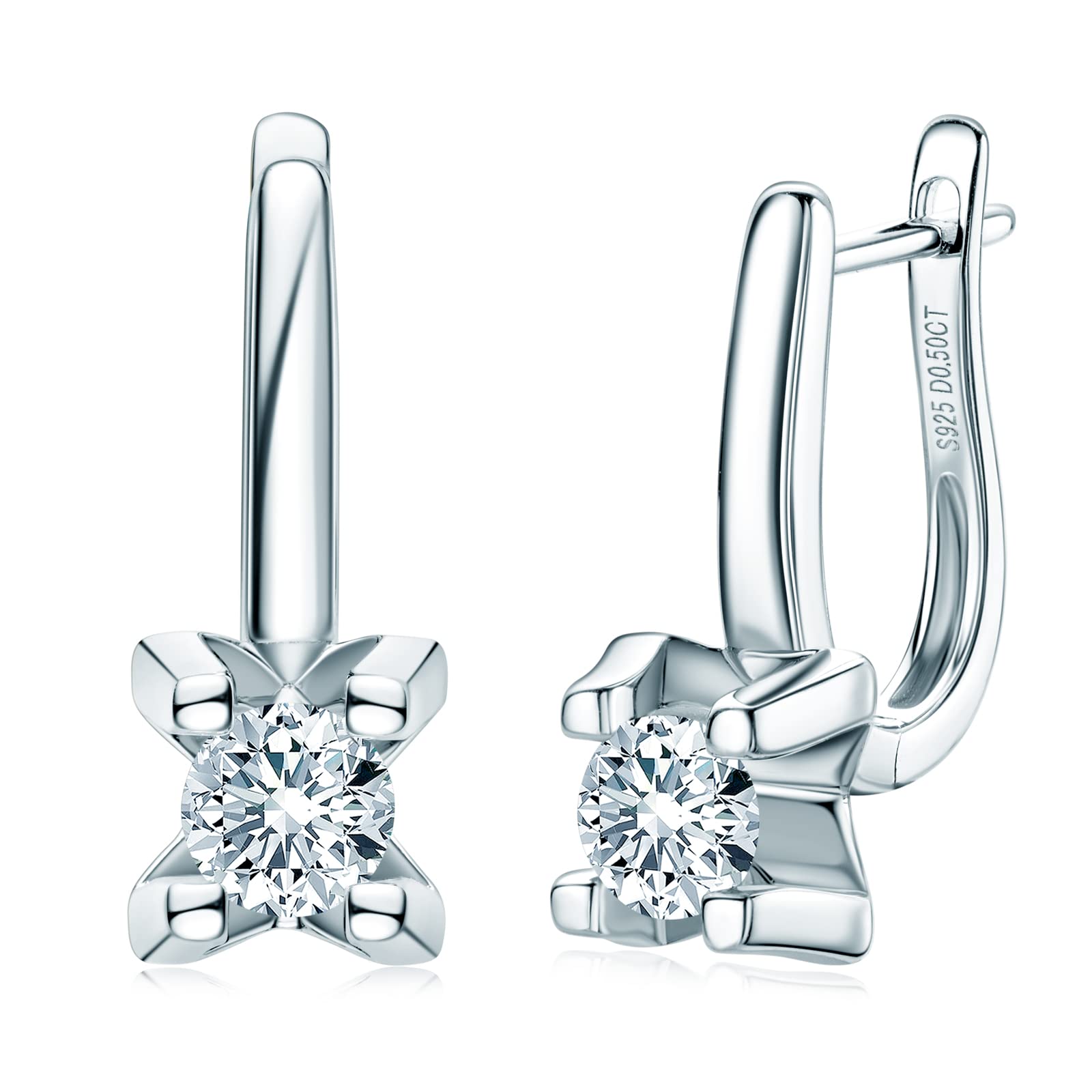 Moissanite Dianmond Huggie Hoop Earrings for Women, Sterling Silver Hypoallergenic Huggie Earring Anniversary Birthday Mothers Day Gifts for Mom Her Wife Girlfriend