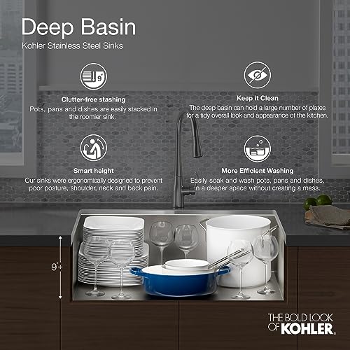 KOHLER K-80084-2PC-NA Task Kitchen Sink, 33"