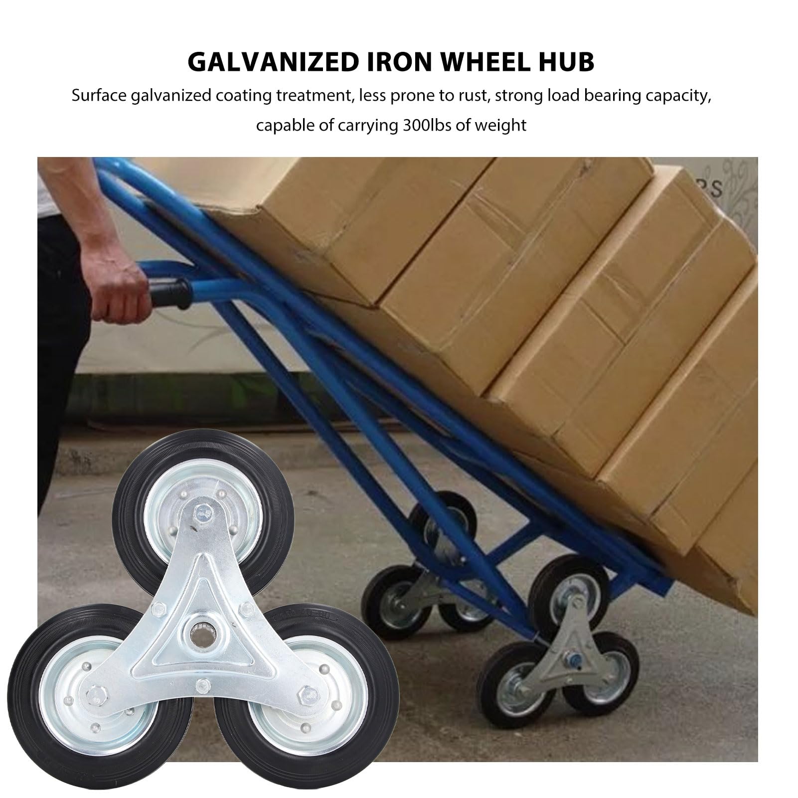 Stair Climbing Wheel, Stair Climber Hand Truck, Foldable Trolley Cart, 6 Inch 300LBS Load Capacity, for Home Office or Shopping Use