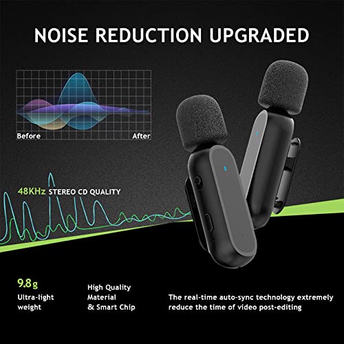 NEWWARE Wireless Lavalier Microphones for iPhone iPad, Lapel Mic with Charging Case and LCD Display, Plug-Play, Noise Reduction, for Recording, Vlog, TikTok, Live Stream (K63)
