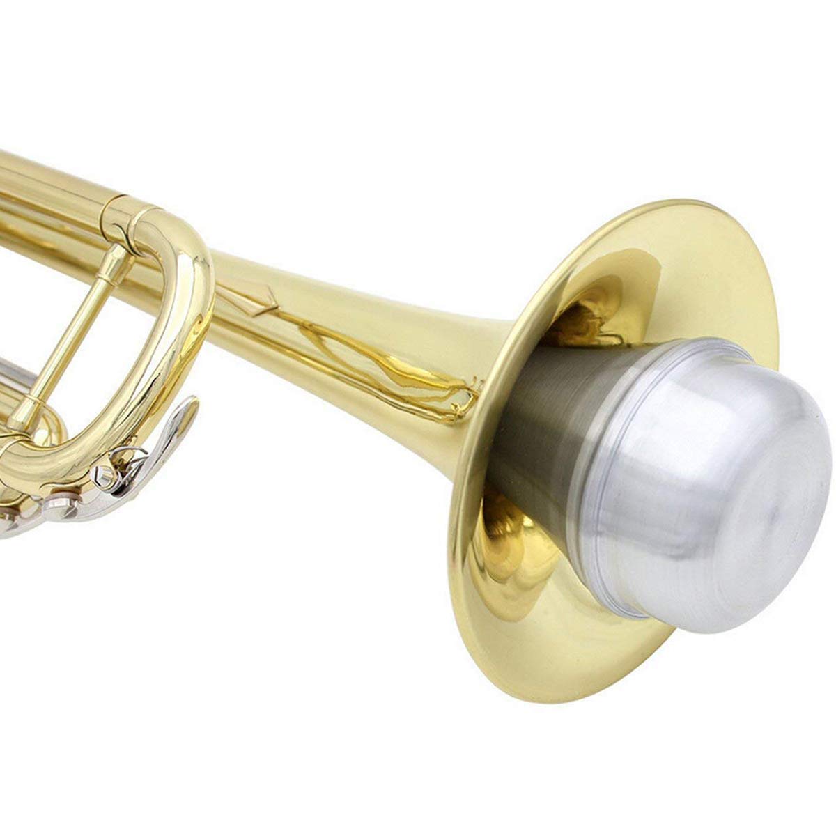 Kuylive 3 Pack Trumpet Mouthpiece (3C 5C 7C) with Lightweight Aluminum Practice Trumpet Mute Silencer Fit for Yamaha Bach Conn King Replacement Musical Instruments Accessories, Silver