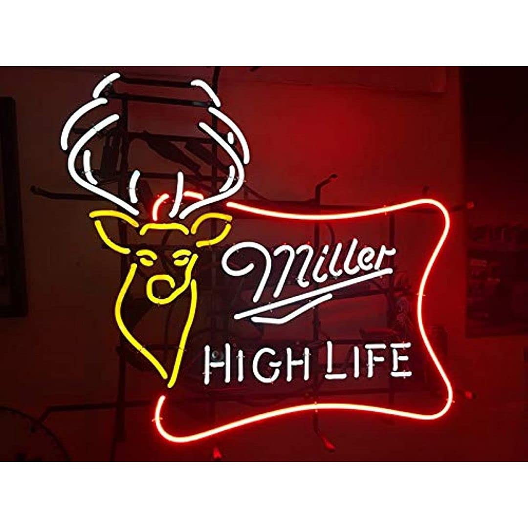 Prouten 24inx20in Millers High Life Outdoors Deer Buck Stag Neon Sign (VariousSizes) Beer Bar Pub Man Cave Business Glass Lamp Light