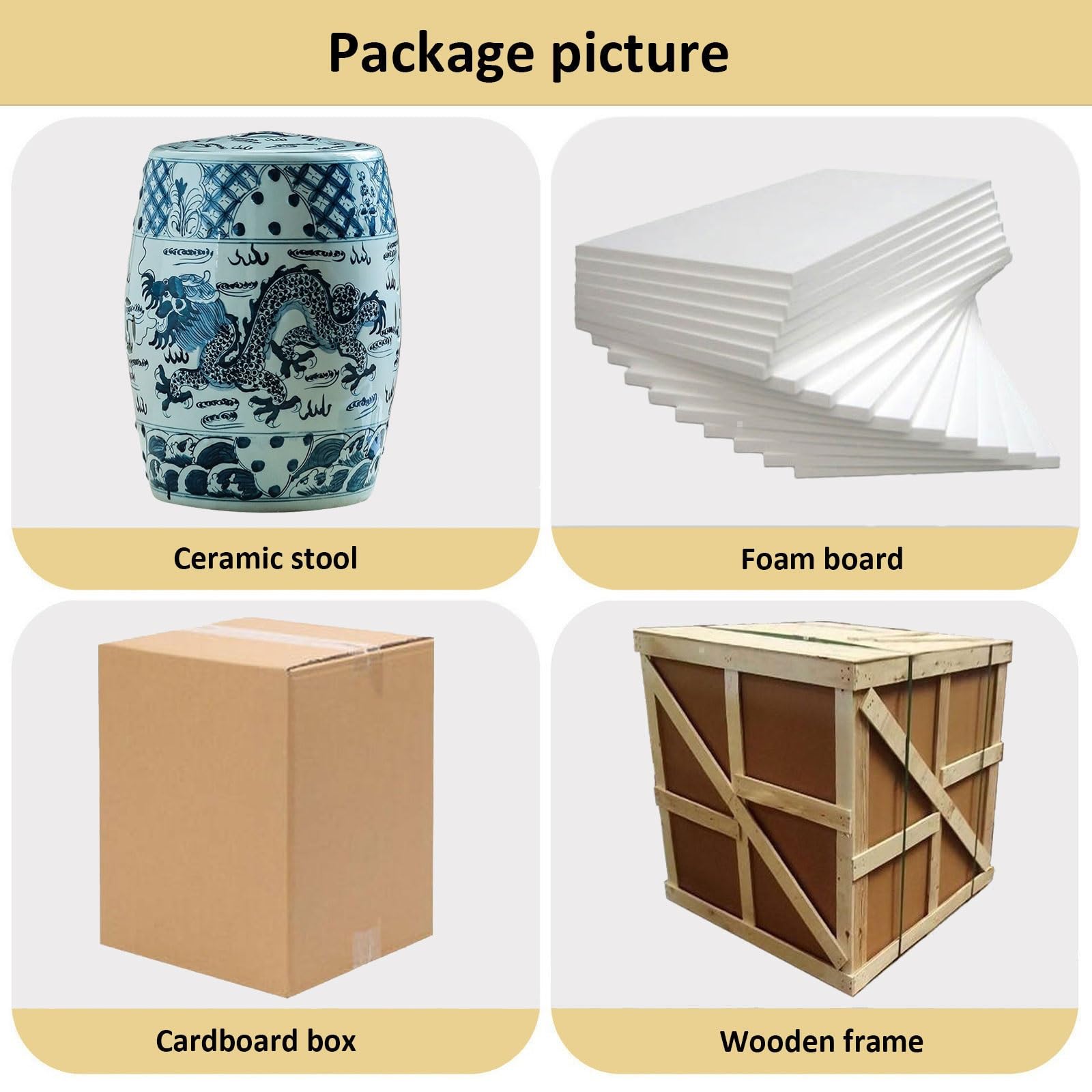 JADESA Decorative Ceramic Garden Stool, Glazed Hollow Celadon Shoe-Changing Stool Drum Stool, Suitable for Outdoor Garden, Living Room, Terrace, Etc.