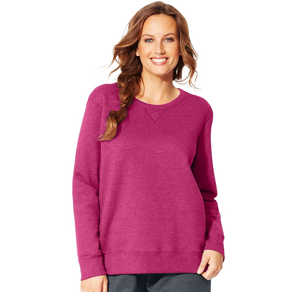Just My Size Women's Plus-Size EcoSmart Sweatshirt with V-Notch, Jazzberry Pink, 24