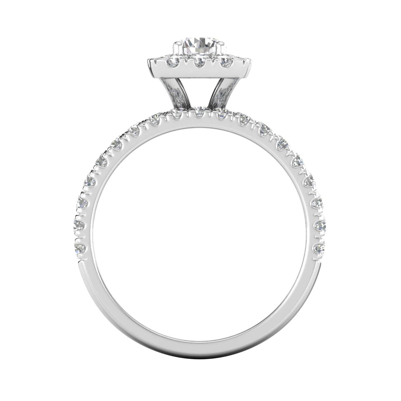 IGI Certified 1.50 Carat TW Diamond Halo Engagement Ring Bridal Sets For Women's in 10k White Gold (G-H, I2-I3)