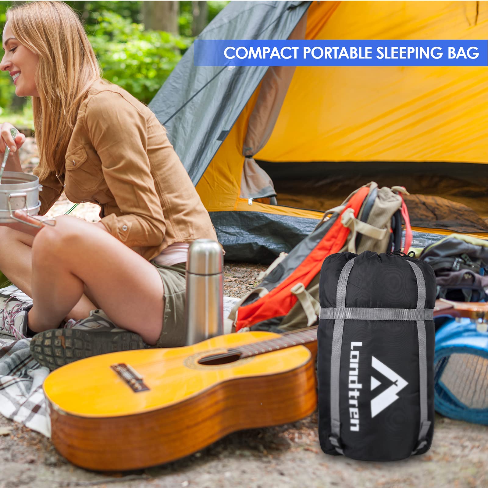 Londtren Sleeping Bags for Adults Backpacking Sleeping Bag for Camping Sleeping Bags for Kids Lightweight Waterproof Portable with Compact Bag