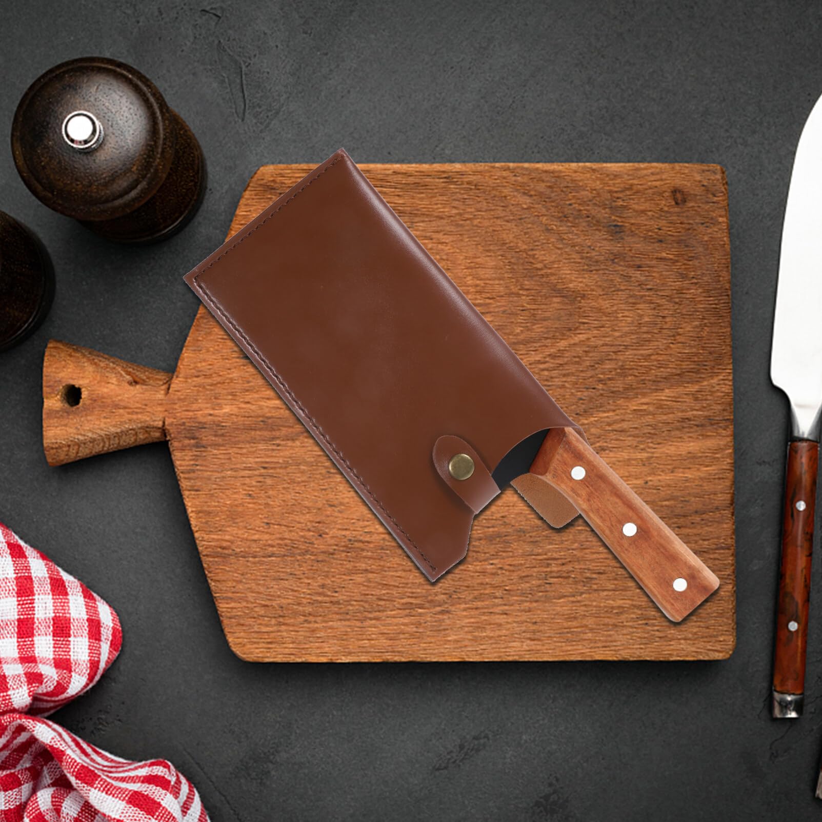 Leather Knife Kitchen Knife Waistband Leather Protector Meat Cleaver Leather Cutter Case Knives Guards Cutter Storage Covers Kitchen Props Belt