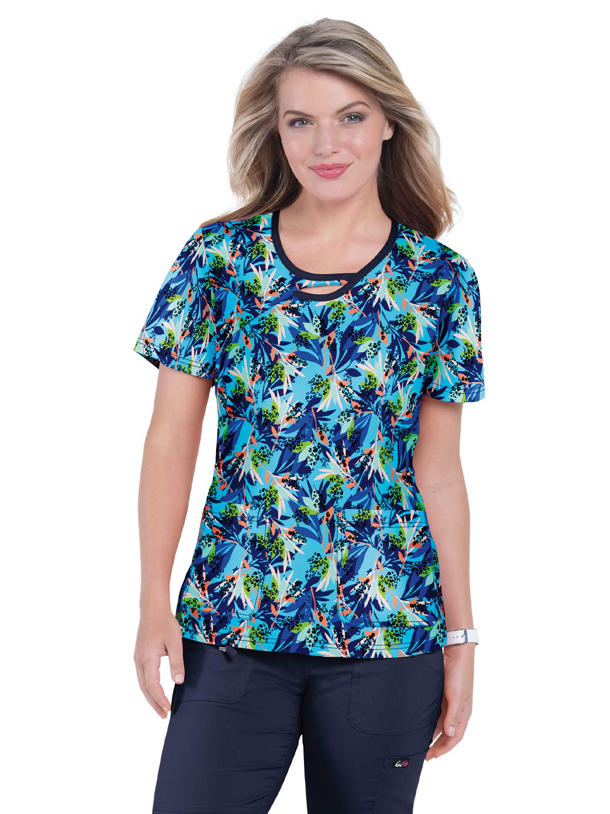 KOI 1027PR Women's Lola Scrub Top (Wildflower, Medium)