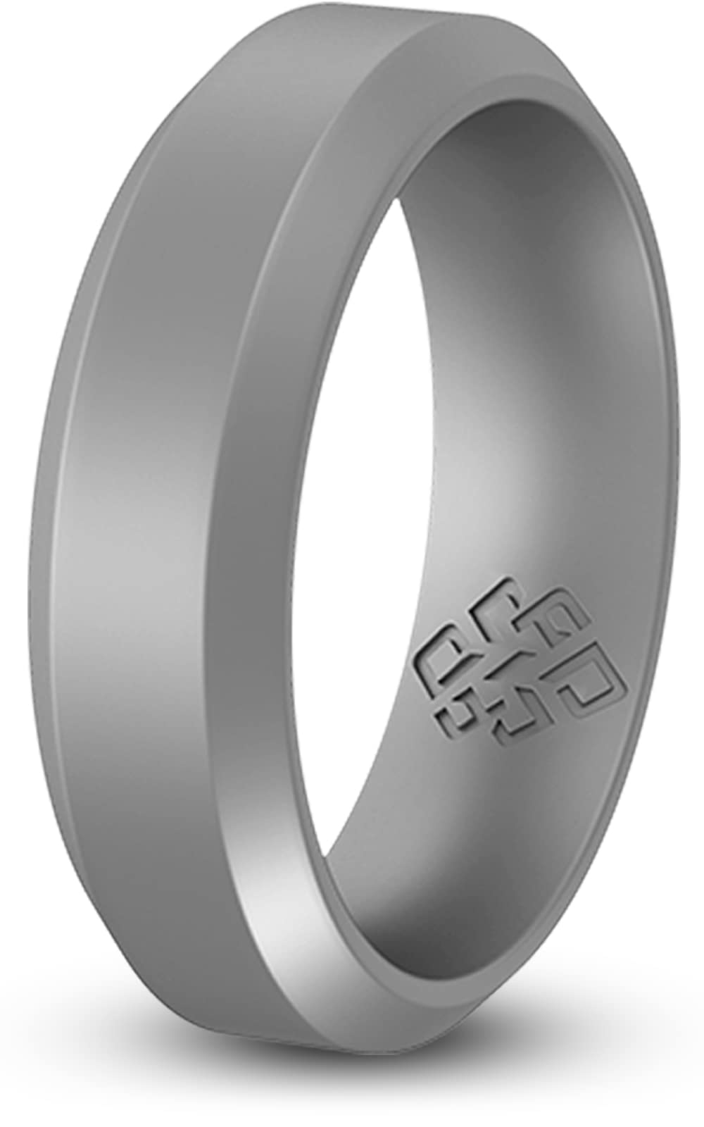 Knot Theory Silver Silicone Ring for Men Women - Breathable Bevel Comfort Fit 6mm Wedding Band Size 14