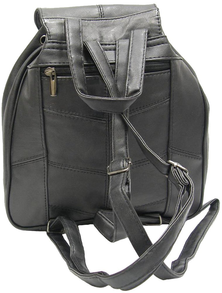 Ileather Cell Phone Pocket Backpack Travel Black Medium Leather Shoulder Purse