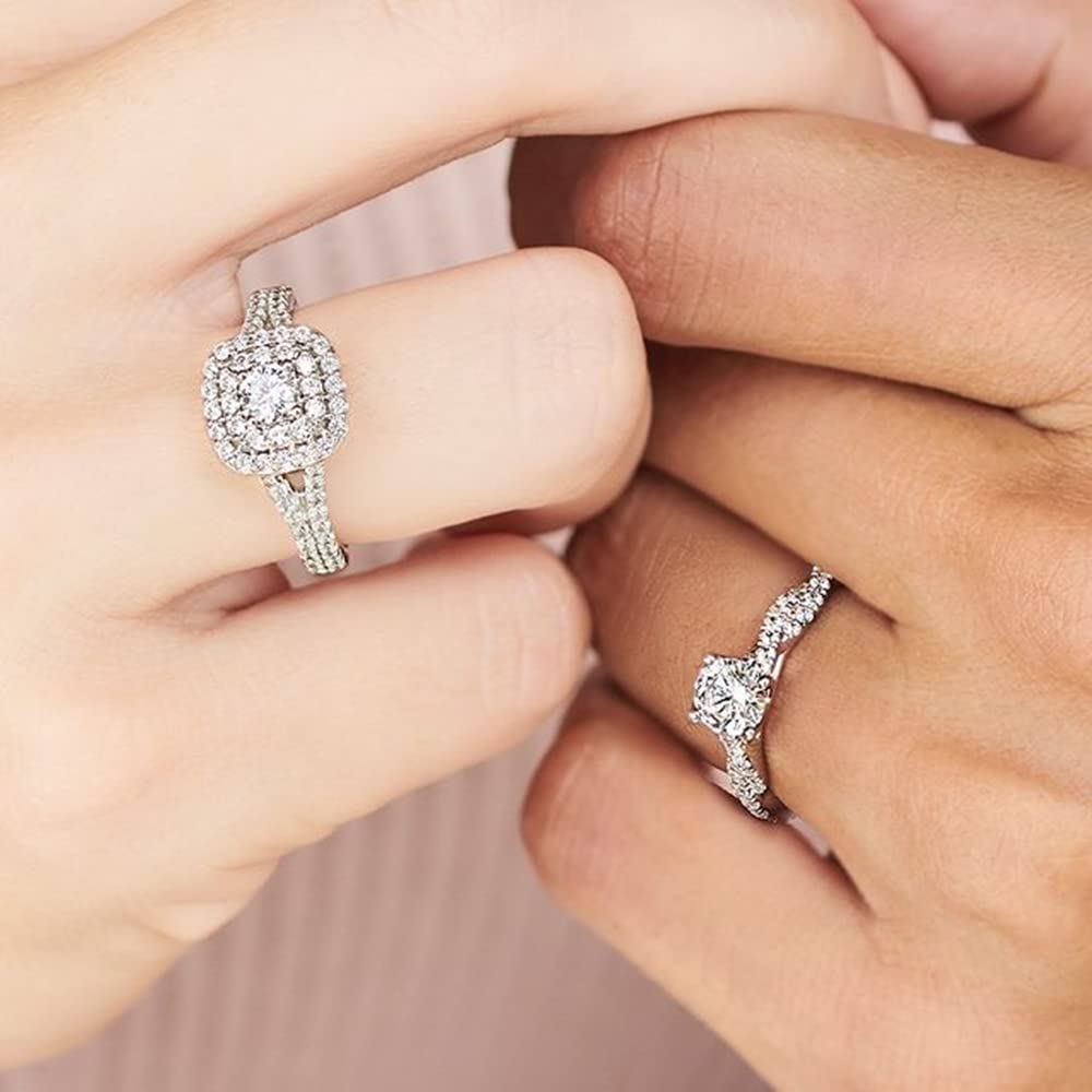 Molioaki 1-1/3 Carat (ctw) moissanite engagement rings for women Platinum Plated Silver ring moissanite rings- 9