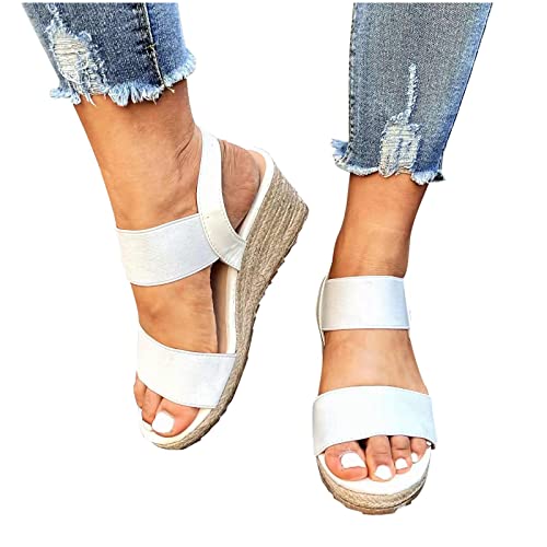 sckarle Women Summer Sandal Wedge Platform Ankle Strap Sandals Espadrille High Heel Slingback Open Toe Casual Sandals
