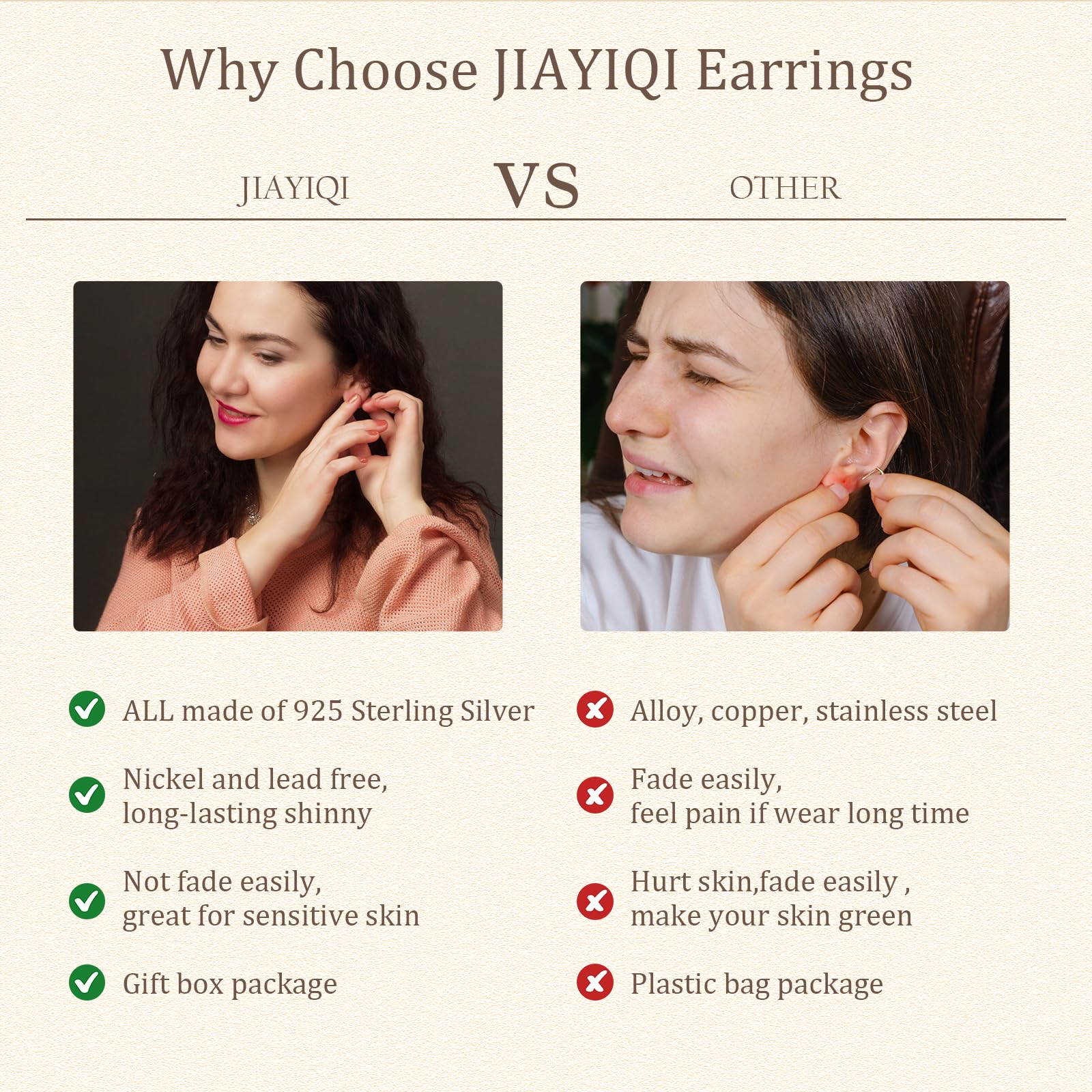 JIAYIQI 2 Pairs 14K Gold Plated Stud Earrings for Women Hypoallergenic 925 Sterling Silver Bar Dot Stud Earrings Small Gold Stud Earring Set Cartilage Earrings