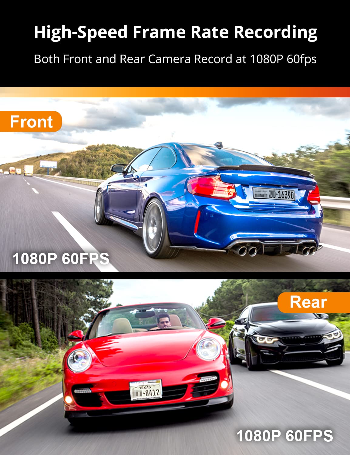 MASIGO A330D Dash Cam Front and Rear - Dual 1080P 60fps Dash Camera for Cars with WiFi, GPS and Speed, Stavis Night Vision, G Sensor Parking Mode, Loop Recording, Free APP, Support 512GB Max